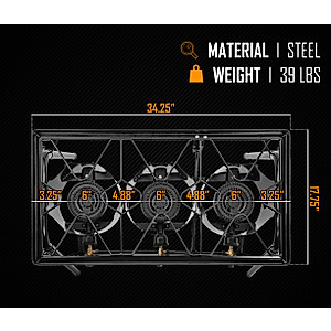 Concord Triple Burner Outdoor Propane Stove Cooker w/Regulator, 3 Burner Stove Brewing Supply