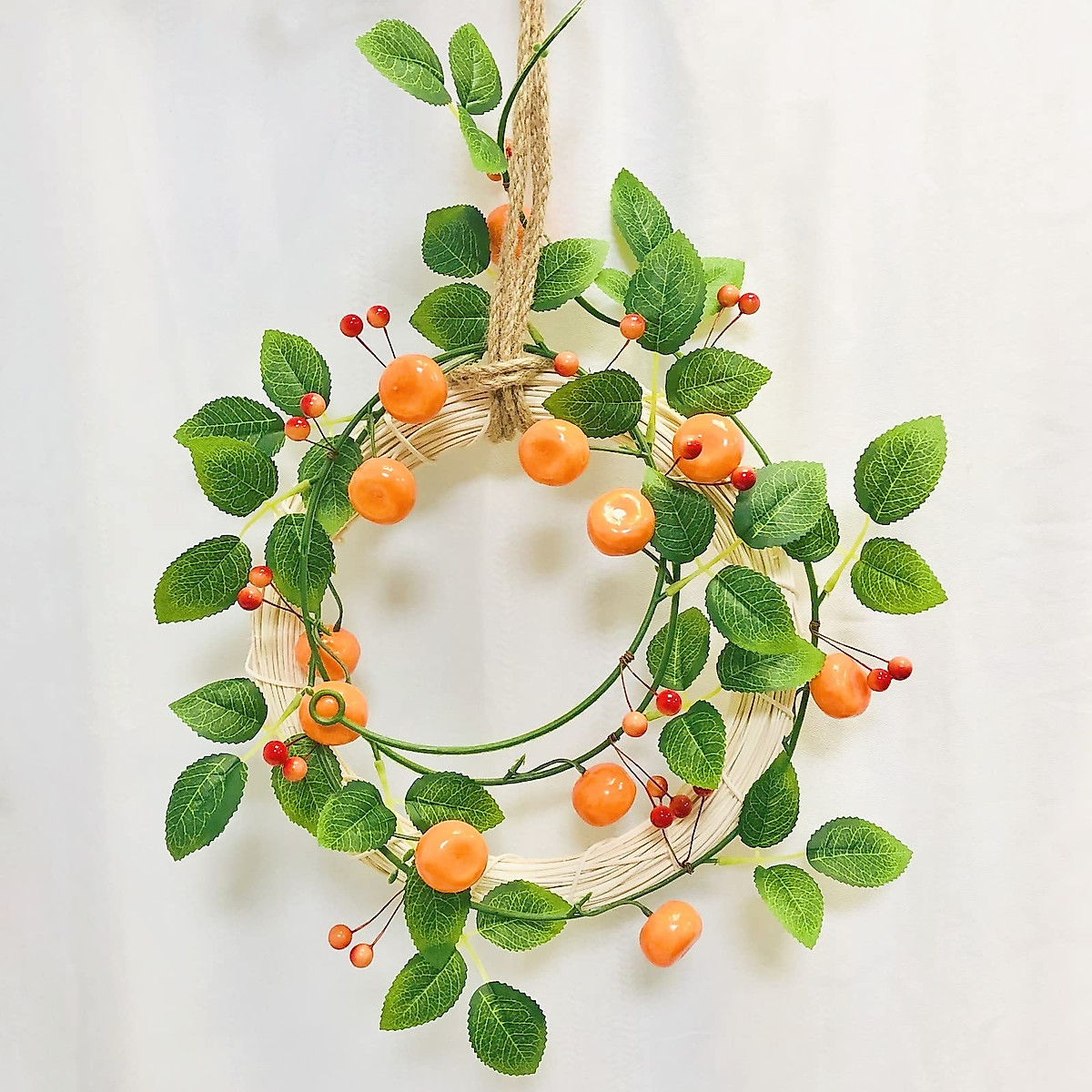 Artificial Fruit Tangerine Oranges Hanging Vines Plant Garland Artificial Berries Kumquat Wreath for Home Garden Wedding Party Decor (Tangerine Vine, 4 Pack)
