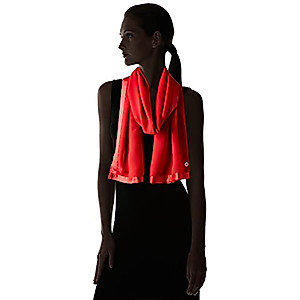Calvin Klein Women's Satin Border Chiffon Scarf, Rouge, One Size