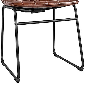 Yaheetech 18" PU Leather Dining Chairs Armless Chairs Indoor/Outdoor Kitchen Dining Room Chairs with Metal Legs Upholstered, Set of 4, Brown