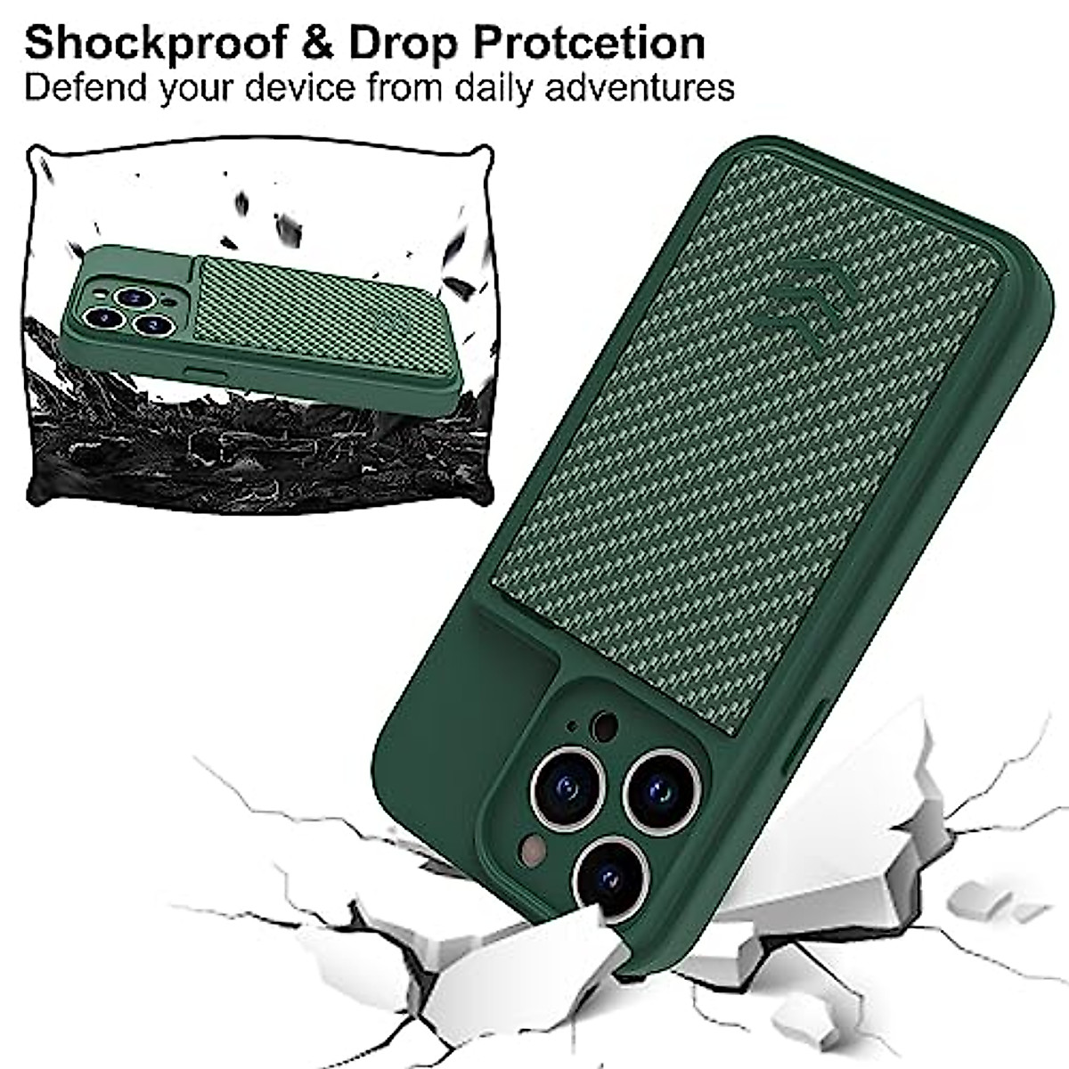 Karrint Wallet Case for iPhone 13 Pro Case with Card Holder, Push-Pull Design Credit Card ID Slot, Dual Layer Shockproof Scratch Resistant Protective iPhone 13 Pro Wallet Case for Women Men-Green