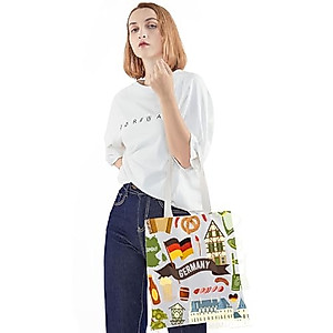 WZMPA Germany Trip Canvas Tote Bag Germany Souvenir Gift German Culture Themed Reusable Bag Germany Vacation Gift (Germany TG)