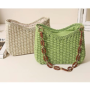 Straw Bag for Women, Summer Beach Bag Cute Handwoven Hobo Handbag Lightweight Shoulder Bag Vacation Bag Underarm Purse 2023