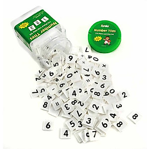Eureka Tub of Numbers Math Tiles, Back to School Classroom Supplies Educational Toy, 1'' x 1'', 175 pc