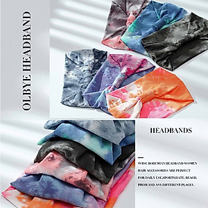 Olbye Wide Headbands for Women - Non Slip Elastic Hair Bands, Tie Dye Turban Head Wraps, Workout Yoga Sports Sweatbands, Boho Headbands for Women - Pack of 6