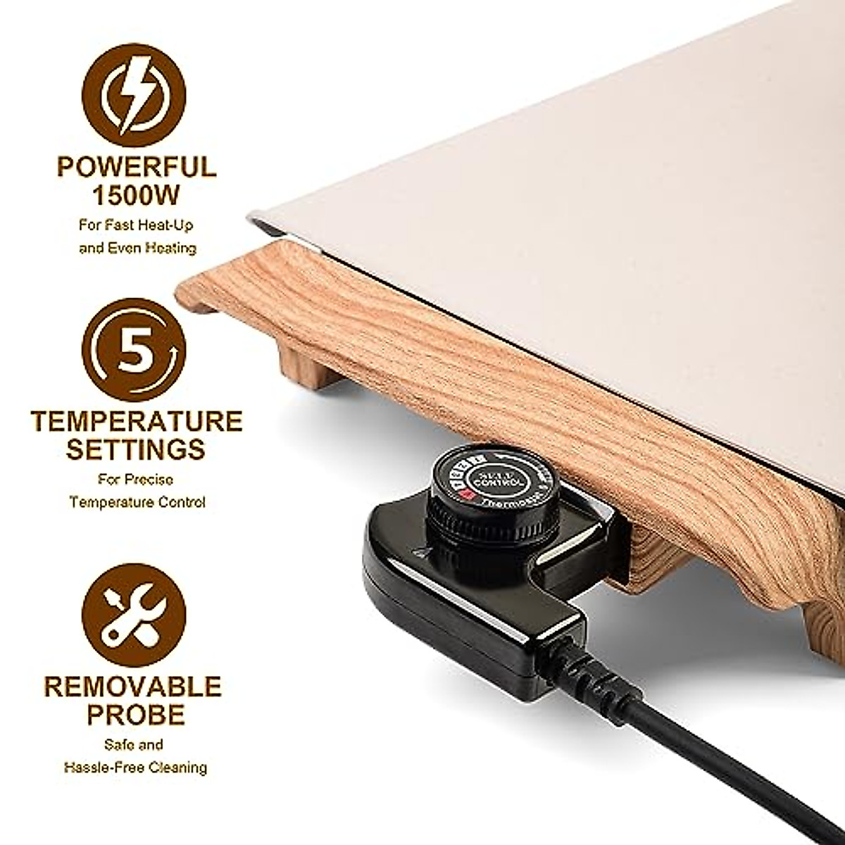 Electric Griddle - MOKIKA Extra Large Cooking Surface Electric Grill, Healthy-Eco Non-Stick Coating Indoor Grill Griddle, 5-Level Adjustable Temperature Control Griddle Grill, Cool-Touch Handles