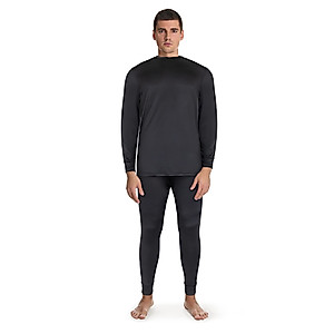 Fruit of the Loom Men’s Thermal Underwear Set Long Base Layer Set With Thermal Top & Bottoms- Warm Soft Underwear For Cold Weather- Comfortable & Discreet Winter Baselayer Black
