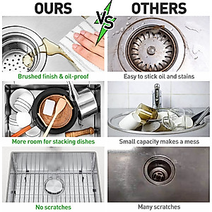 CITYLE 32 Inch Undermount Kitchen Sink, Stainless Steel Sink Handmade 50/50 Double Basin with Bottom Grid and Basket Strainer Drain for Bar Prep Kitchen(32'' x 18'' x 9'')