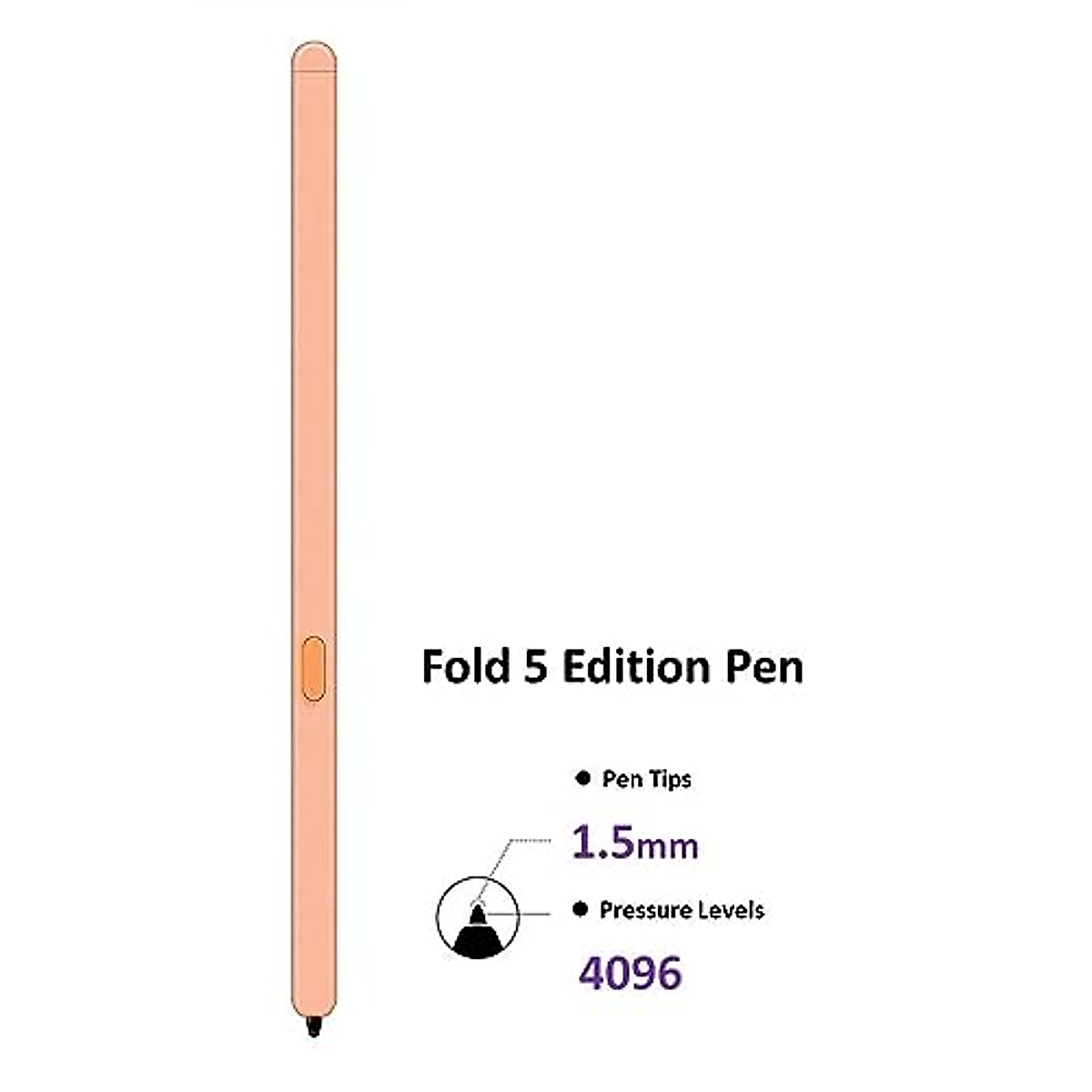 Galaxy Z Fold 5 S Pen Fold Edition Stylus Pen, Slim 1.5mm Pen Tip, 4,096 Pressure Levels for Samsung Galaxy Z Fold 5 Phones Only (Pink)