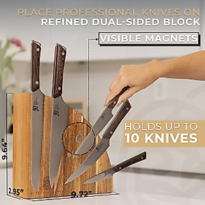 Elegant OTTAVA Magnetic Knife Block Attaches 10 Knives - Sanitary Magnetic Knife Holders - Magnetic Knife Holder Gift - Magnetic Knife Blocks Elevate Kitchen Space