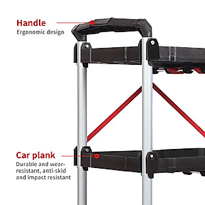 lesolar Portable Folding Service Cart - 3 Tier 150LBS Capacity - Rolling Cart Utility Cart Foldable Cart with Wheels for Warehouse Home, Black