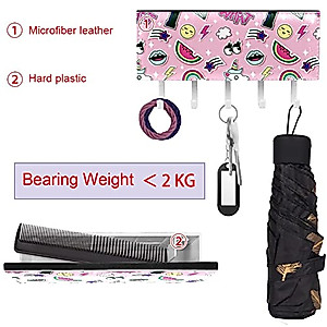 Cute Unicorn Lips Stickers Rack Organizer with 5 Hooks Wall Bathroom Kitchen Shelf Rack Multifunctional Storage Shelf