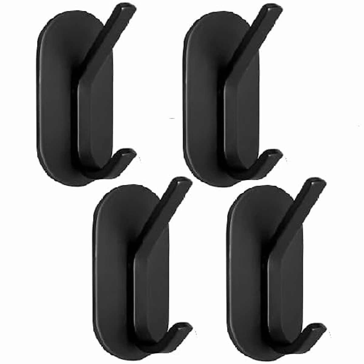 Self Adhesive Hooks for Wall, 4 Pack Wall Hooks for Hanging Coat Door Hook Towel Racks for Bathroom Stainless Steel Shower Heavy Duty Robe Hook for Towel, Coat, Robe, Cloth, Hat (Black)