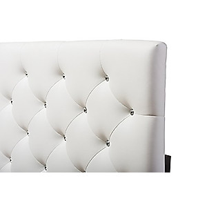 Baxton Studio Viviana Modern and Contemporary Black Faux Leather Upholstered Button-Tufted Full Size Headboard