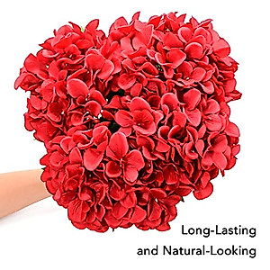 Softflame Artificial/Fake/Faux Flowers - Hydrangea Red 4PCS for Wedding, Home, Party, Restaurant
