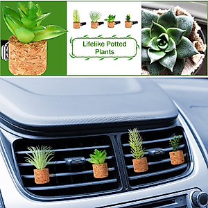 Tallew 4 PCS Plant air freshener Vent Clip Succulent Cute Decor for Women Girl Mini Plant for Interior Car Clips Diffuser Funny Accessories