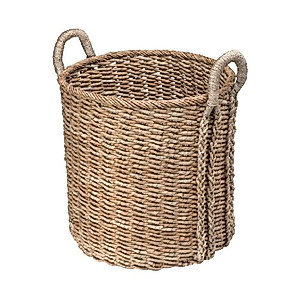 KOUBOO 1060038 Large Round Seagrass Basket, 20" x 20" x 24", Brown