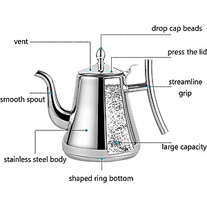 Tea Kettle With Infuser for Loose Tea Stainless Steel Stovetop Tea Kettle, Coffee Pot with Filter Stylish Appearance, Suitable for Restaurant Office (Color : Golden, Size : 1.5L)