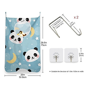 Jthubd Panda Laundry Hamper Set of 1 Hanging Laundry Bag Foldable Laundry Basket for Holding Dirty Clothes and Saving Space 29.5×20inch
