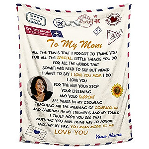 Custom Mom Blanket Customized Gifts for Mom Birthday Gifts for Women Mothers Day Blanket from Daughter Son, Personalized Gifts to My Mom, Thanksgiving Custom Blanket 60"x50"