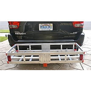 MaxxHaul 70108 Aluminum Cargo Carrier With High Side Rails- Trailer Hitch Mount For RV's, Trucks, SUV's, Vans, Cars With 2" Hitch Receiver - 500-lb Load Capacity, Grey, 49" x 22.5"
