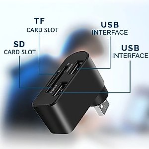 MatureGirl USB Adapter 2.0 Splitter 4-Port Extender,180 Degrees Rotating USB Multiport Hub Adapter Dock for Desktops, U Disks, Laptops, Flash Drives,Supprt SD, TF Card Reader (White)