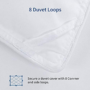 Hombys Oversized Super King Down Alternative Fluffy Comforter, 120 x 98 in, 116 oz Quilted Duvet Insert with Duvet Cover, 8 Corner Tabs (White)