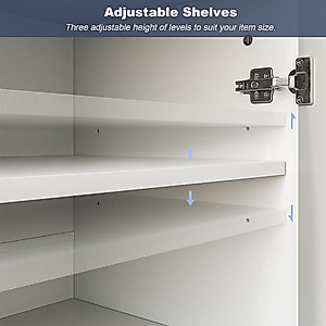 BELLEZE Set of 2 Sideboard Buffet Cabinet with Doors & Adjustable Shelves, Kitchen Storage Cabinet, Modern Accent Cabinet for Entryway, Living Room, or Bedroom, Storage Credenza - Harper (Rustic Oak)