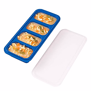 HIC Kitchen Prep-N-Freeze Portion Tray with Lid, Collapsible LFGB Silicone, 6-Ounce Sections
