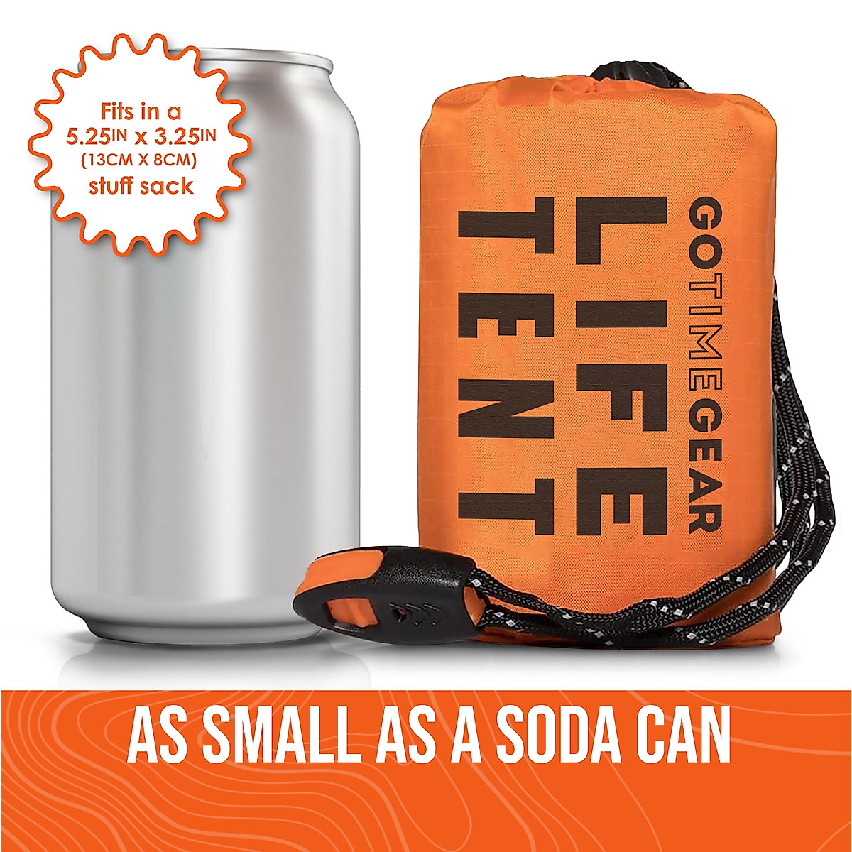 Go Time Gear Life Tent Emergency Survival Shelter – 2 Person Emergency Tent – Use As Camping Tent, Survival Tent, Emergency Shelter, Tube Tent, Survival Tarp - includes Survival Whistle & Paracord