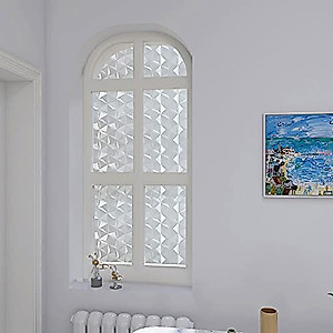 3D Window Privacy Film, Frosted Glass Window Film,Vinyl Decorative Window Decals, UV Blocking Window Coverings Static Clings No-Glue Window Film (23.6 x 78.7 inch)