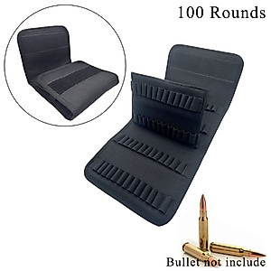 100 Rounds Rifle Pistol Bullet Cartridge Bandoleer Ammo Ammunition Shell Carrier Holder Case Magazine Pouch for .38 9mm .357