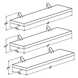 PLAYCON Easy Wall Mounted Floating Shelves Set of 3, for Office/Bedroom/Living Room/Media Room/Kitchen/Bathroom/Laundry Room/Storage, Innovative Textured PVC Finishing Walnut Wood Veneer Looking