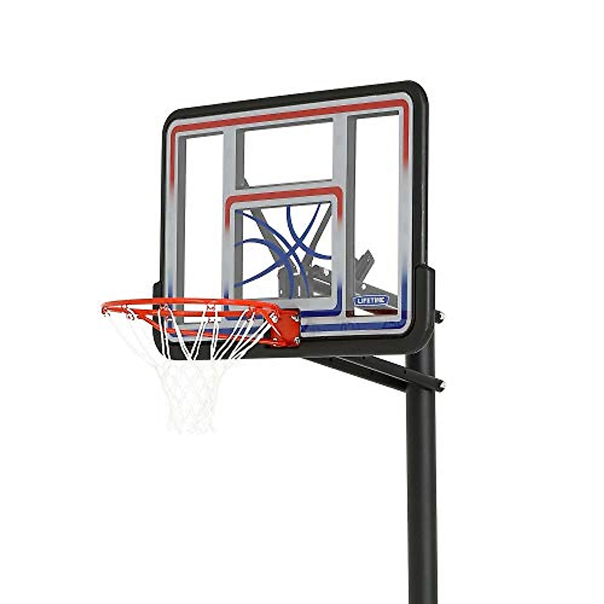 Lifetime 1008 Adjustable In-Ground Basketball Hoop, 44-Inch Backboard, Red/White/Blue
