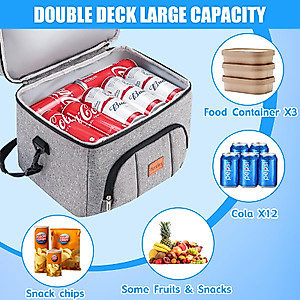 Yerdos Lunch Bag Women Insulated Lunch Box for Men, Light Durable Tote Bag with Adjustable Shoulder Strap for Office Work Picnic Hiking Beach Fishing-(Dark Grey)