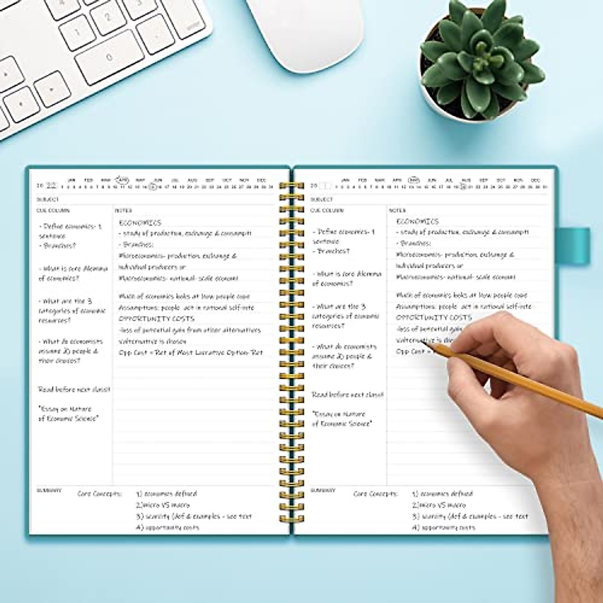 Regolden-Book Cornell Note Notebook, Study Note Taking System, Classic and Simple Design, Ldeal for Easy Learning and Record Keeping (Teal)