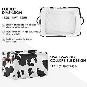 Qilmy Animal Cow Print Storage Basket, Durable Canvas Organizer With Handles Large Collapsible Storage Bins Boxes for Home Office Closet - 1pack