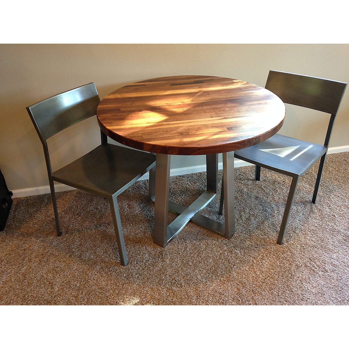 Brushed Stainless Metal Table base, Tapered Pedestal Style - Any Size and Color