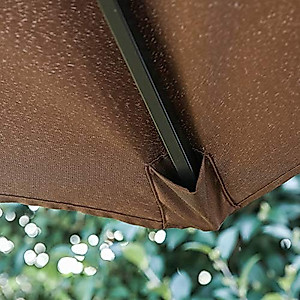 LOKATSE HOME 15 Ft Twin Patio Umbrella Double Sided Outdoor Sunshade Canopy with Crank for Garden Table Market Beach Shade Outside Deck or Pool, Brown