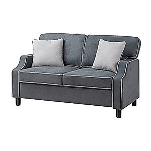 Meilocar 56" Loveseat Couch, Modern Upholstered Love Seats with Armrest and Two Pillows, Small Double Sofa for Bedroom, Apartment, Office and Small Spaces (Blue Gray)