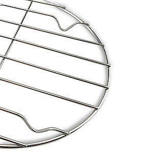 PartyKindom Grill Turkey Rack Food Steamer Round Baking Rack Wire Rack Cooling Rack Stainless Steel Roasting Rack Dish Steam Rack Baking Supplies Meat Net Grilling Rack Pots and Pans Tray