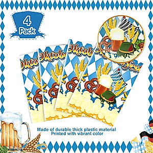 kawaarashi 4 Pieces Oktoberfest Tablecloths, Blue and White Checkered Party Table Cover for Oktoberfest Party Favors Supplies Decoration 87 x 52 Inch