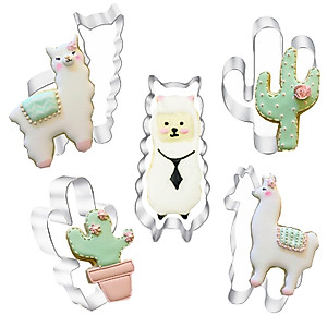 Llama Cookie Cutters,Cactus Shaped Cookie Cutter Set Stainless Steel Cutter Molds for Biscuits