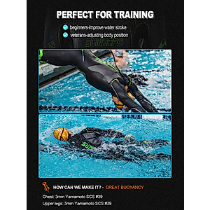 SUMARPO Triathlon Wetsuit Men 3/2mm, ECO-Based Yamamoto SCS Smoothskin Neoprene Skinsuits for Open Water Swimming, Fina & Ironman & USAT Approved