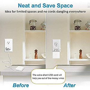 Outlet Mount for Ring Bridge, No Drilling and Speace Saving Wall Mount Holder with Short Cable for Ring Smart Lighting Bridge (1 Pack)