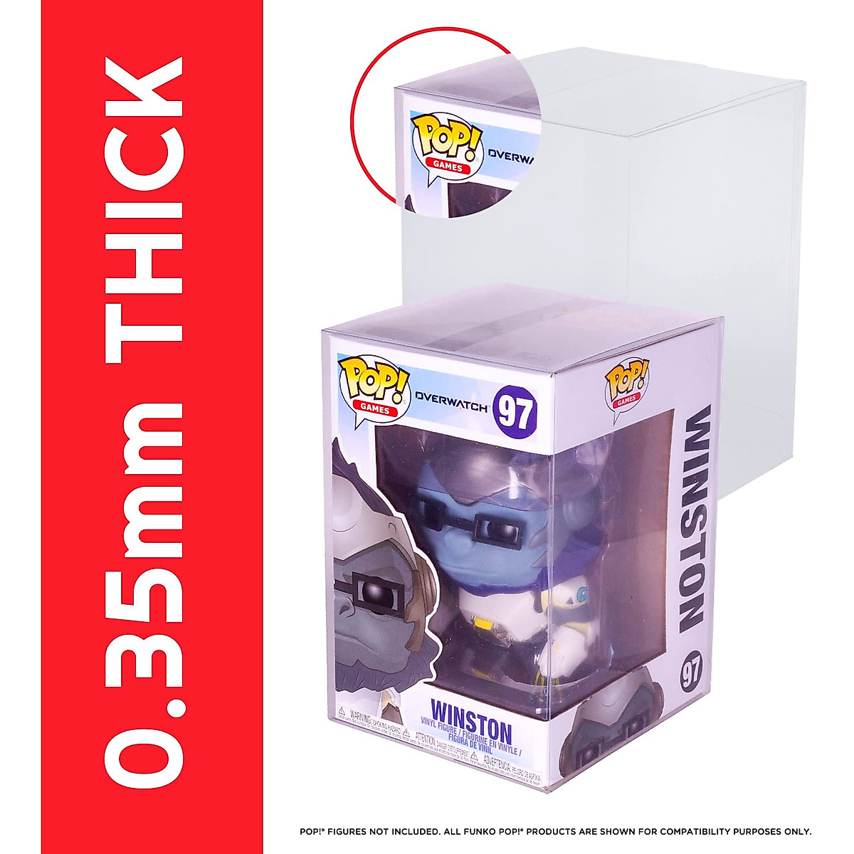 ==DISCONTINUE== Funko Pop Protector - 10-Pack, Funko Pop Display Case - Compatible with All Standard 6" Funko Pop Figures, Overwatch Action Figures 0.40 mm Thick & Stackable