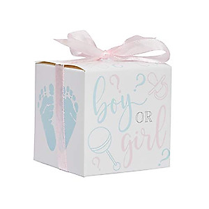Sparkle and Bash Boy or Girl Gender Reveal Party Favor Boxes with Ribbons (50 Pack)