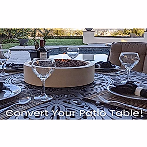 Fire Topper Tabletop Fire Pit Bowl Cast Stone 17-Inch, Outdoor Propane Portable Table Top Firepit Fireplace for Patio - Long-Burning, Safe, Handmade Housewarming Gift (Gray)