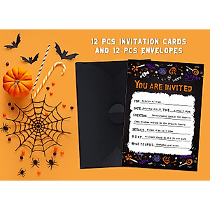 PETCEE Halloween Party Invitations with Envelopes 5"x7" Halloween Invitations Card for Kids Adults 12pcs Halloween Party Supplies for Costume Birthday Scary Spooky Haunted House Pumpkin Theme