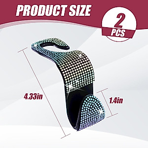 deemars 2 Pack Car Seat Headrest Hook, Bling Car Hooks Front Seat, Back Seat Organizer Hanger Storage Hook Car Purse Hook for Bags, Clothes, Coats, Grocery Bags (Colorful)